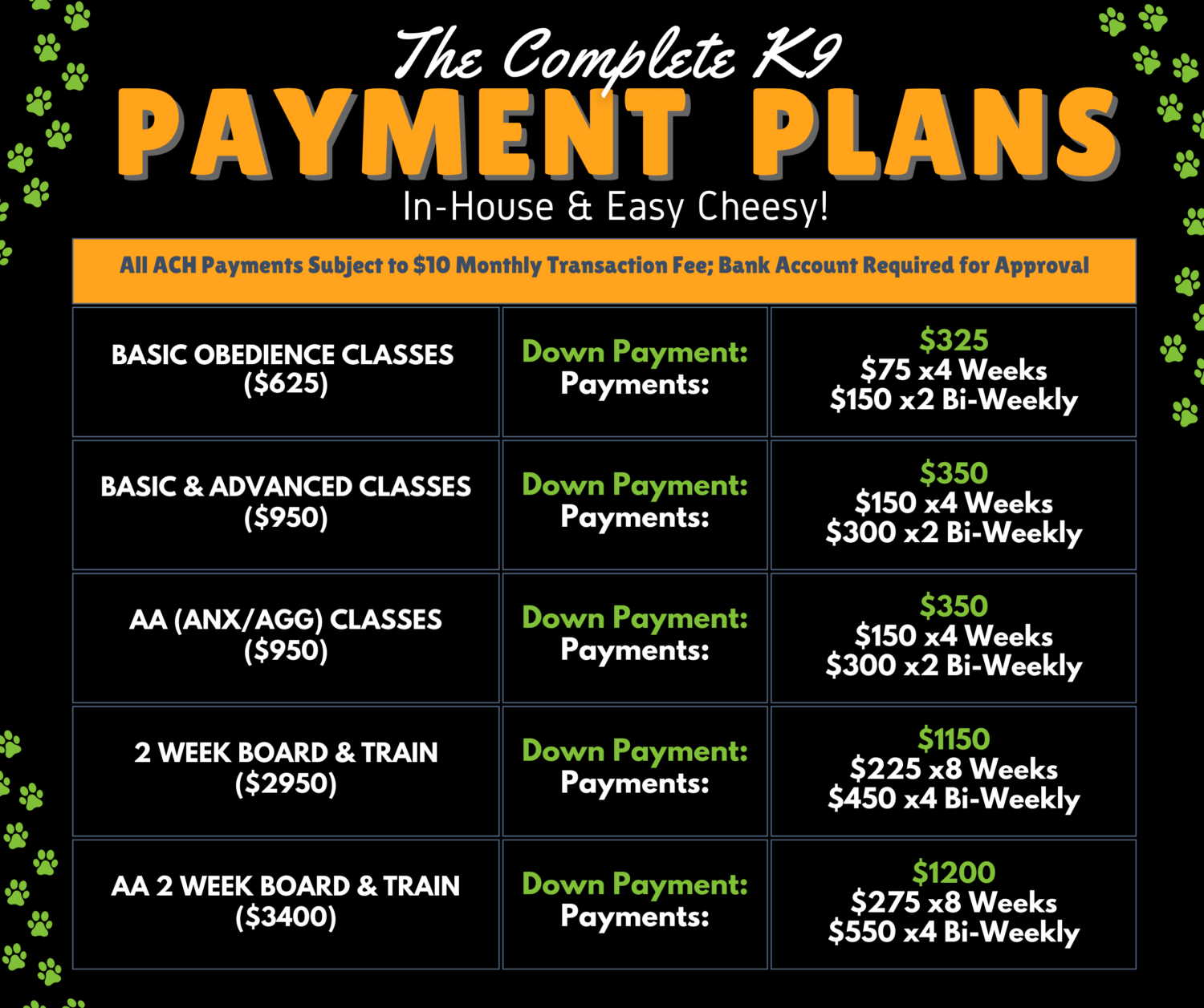 Payment Plans - The Complete K9